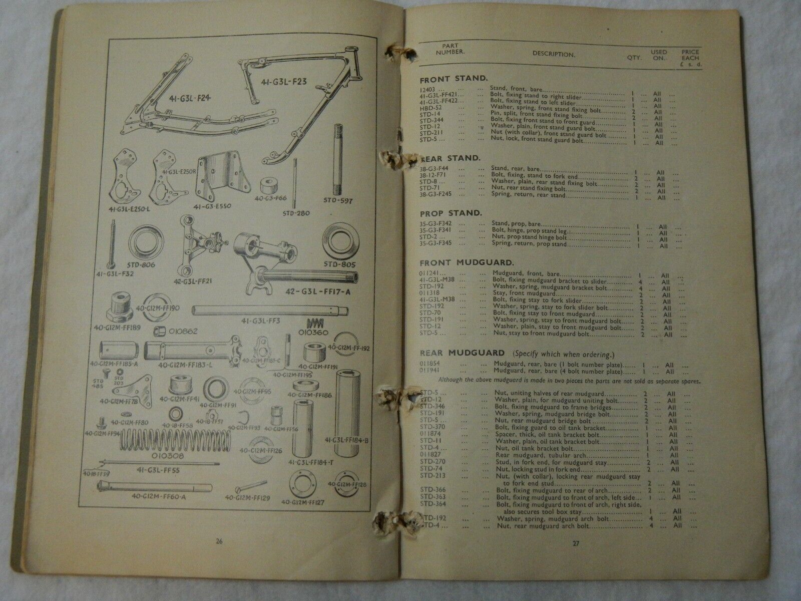 1947 AJS 350 500 16m 18 Parts List Book Diagrams Manual - Service & Repair Manuals