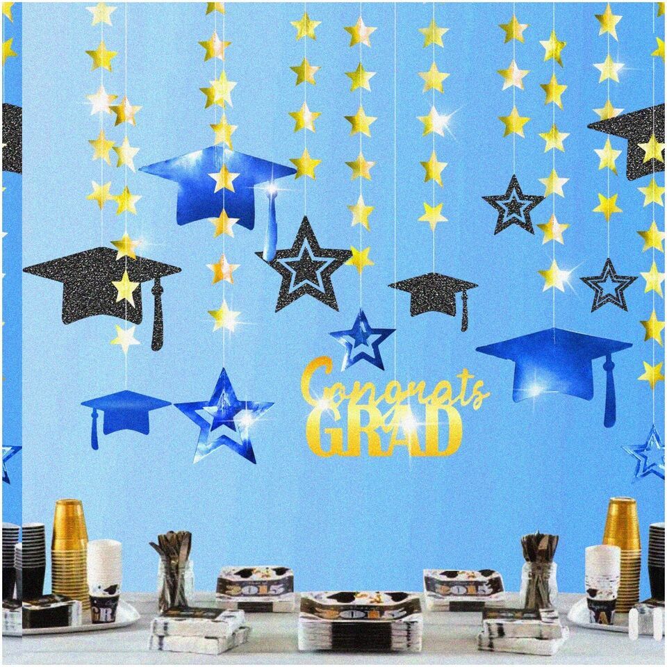 Shimmering Starry Night Graduation Party Pack - Royal Blue Cap ...