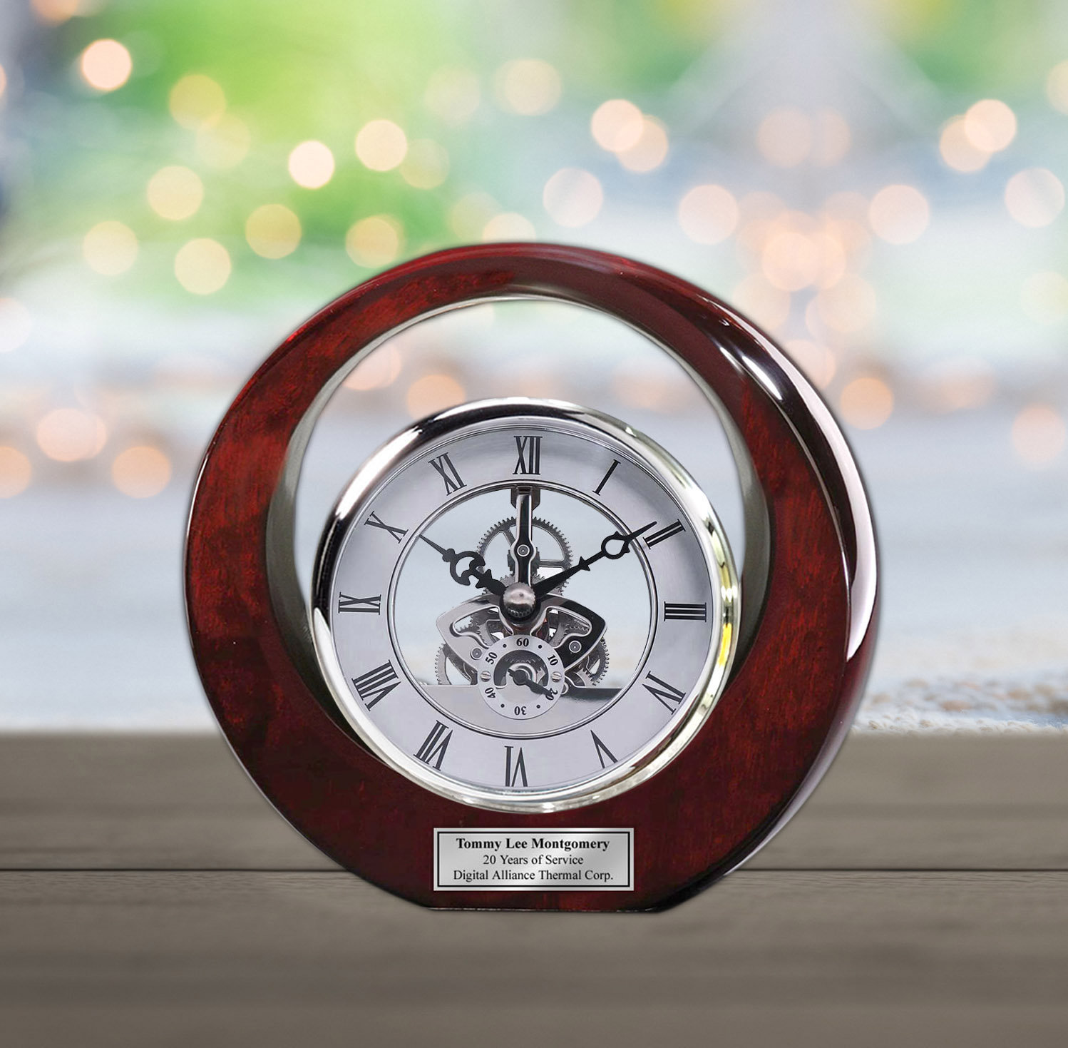 Executive Engrave Gear DaVinci Personalize Clock Month Year Corporate ...