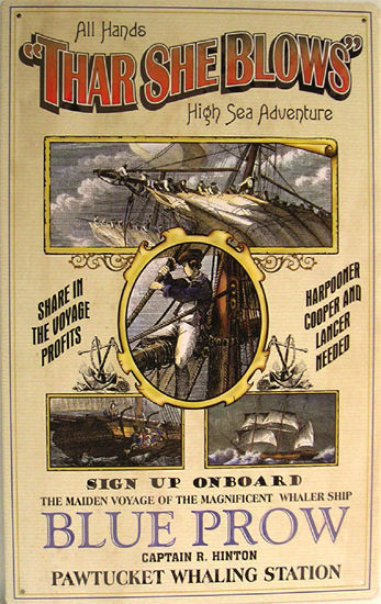 Rustic/Vintage Thar She Blows Whaling Station Nautical Sea Ocean Tin ...