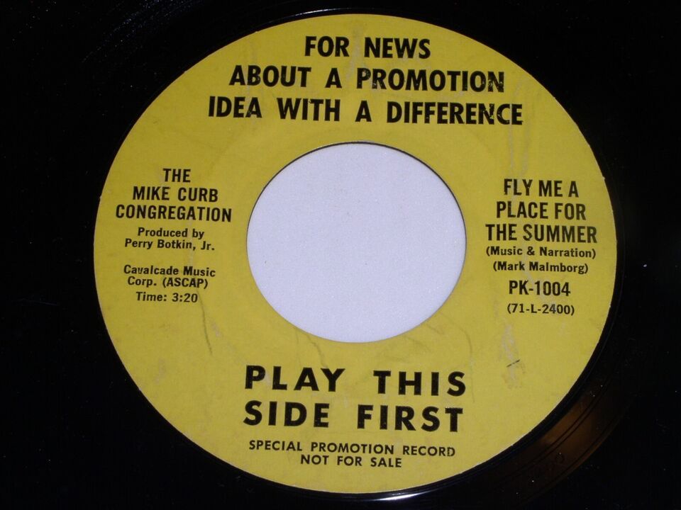 Mike Curb Congregation Fly Me A Place For The Summer 45 Rpm Record Rare ...