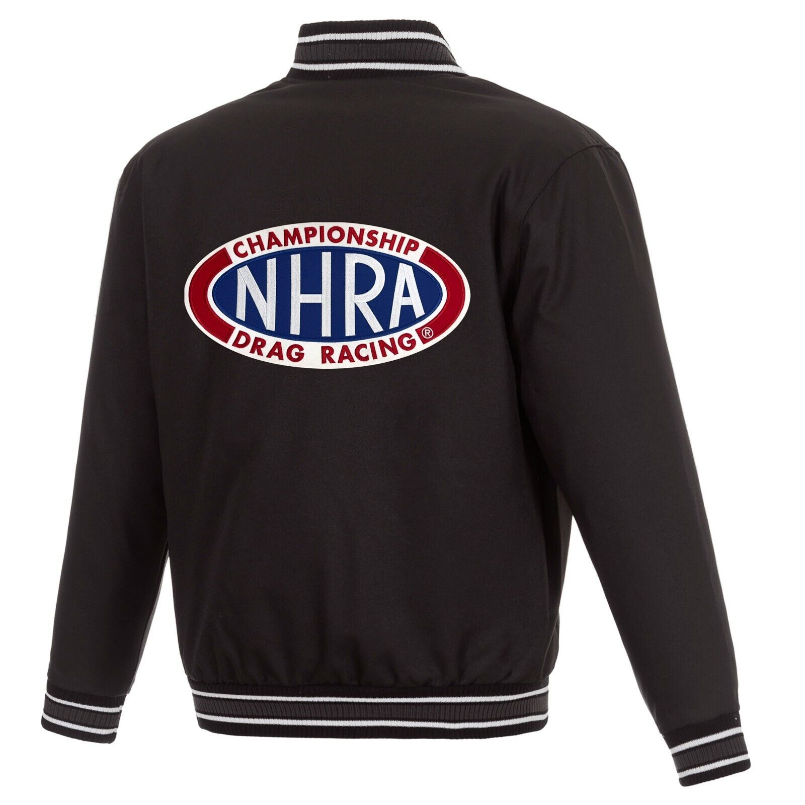 NHRA JH Design Two Hits Poly Twill Varsity Jacket Embroidered Patch ...
