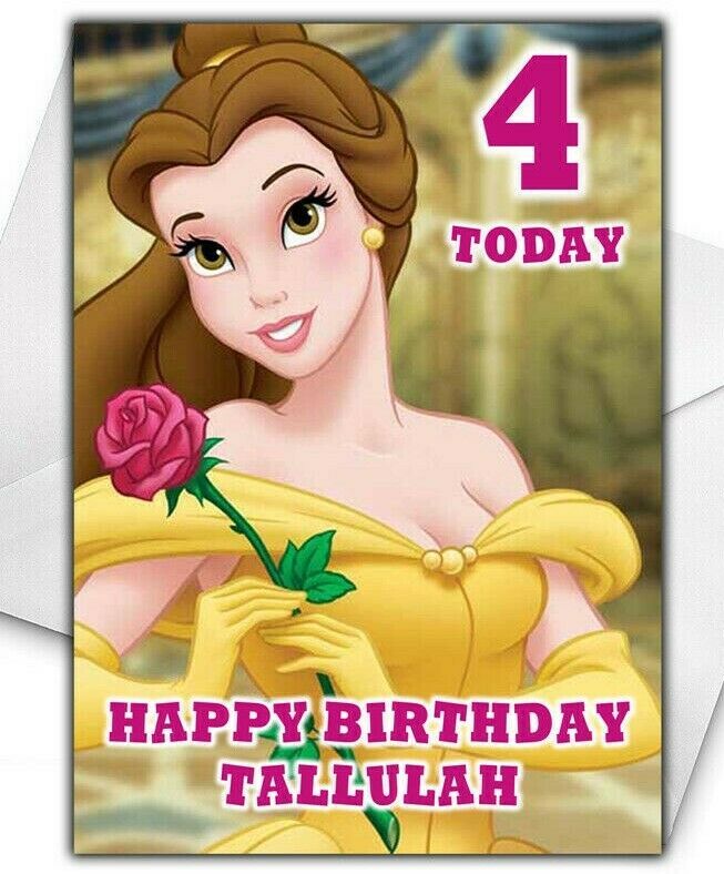 DISNEY PRINCESS BELLE Personalised Birthday Card - Large A5 - Disney ...