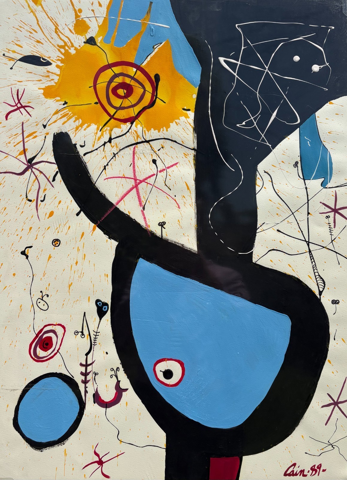 IN THE STYLE OF DALI THOMAS CAIN ORIGINAL ACRYLIC & WATERCOLOR PAINTING ...