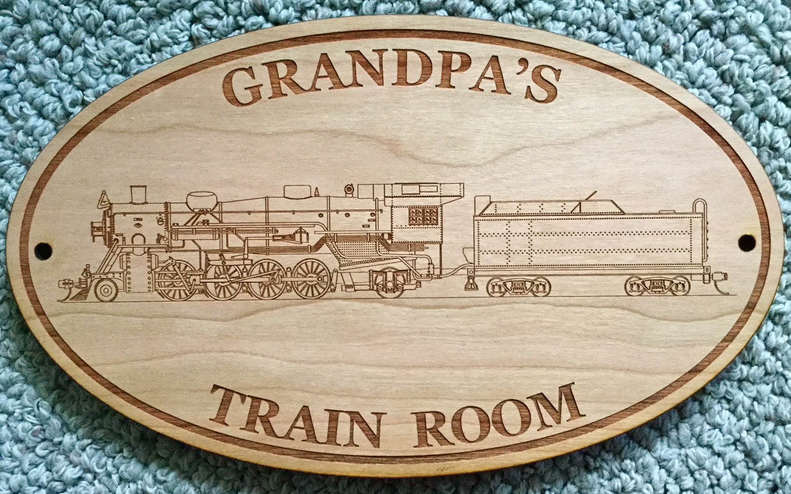 GRANDPA'S TRAIN ROOM SIGN | Wooden Engraved | Personalized for Grandpa ...