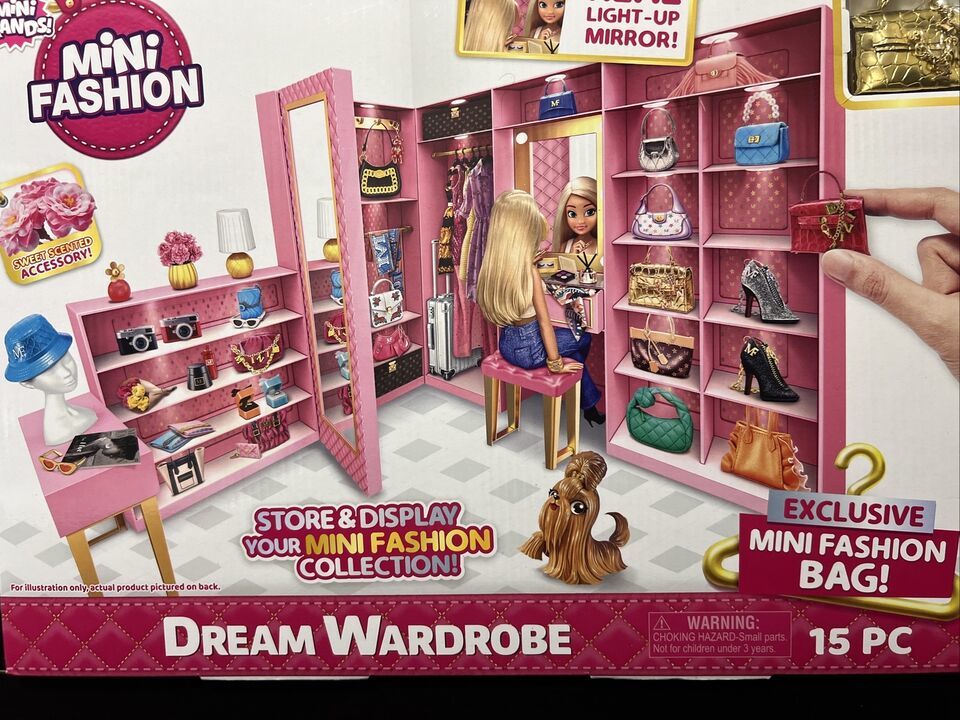 Zuru Mini Brands 15pc Dream Wardrobe Set with Mini Fashion Bag, NEW-See ...