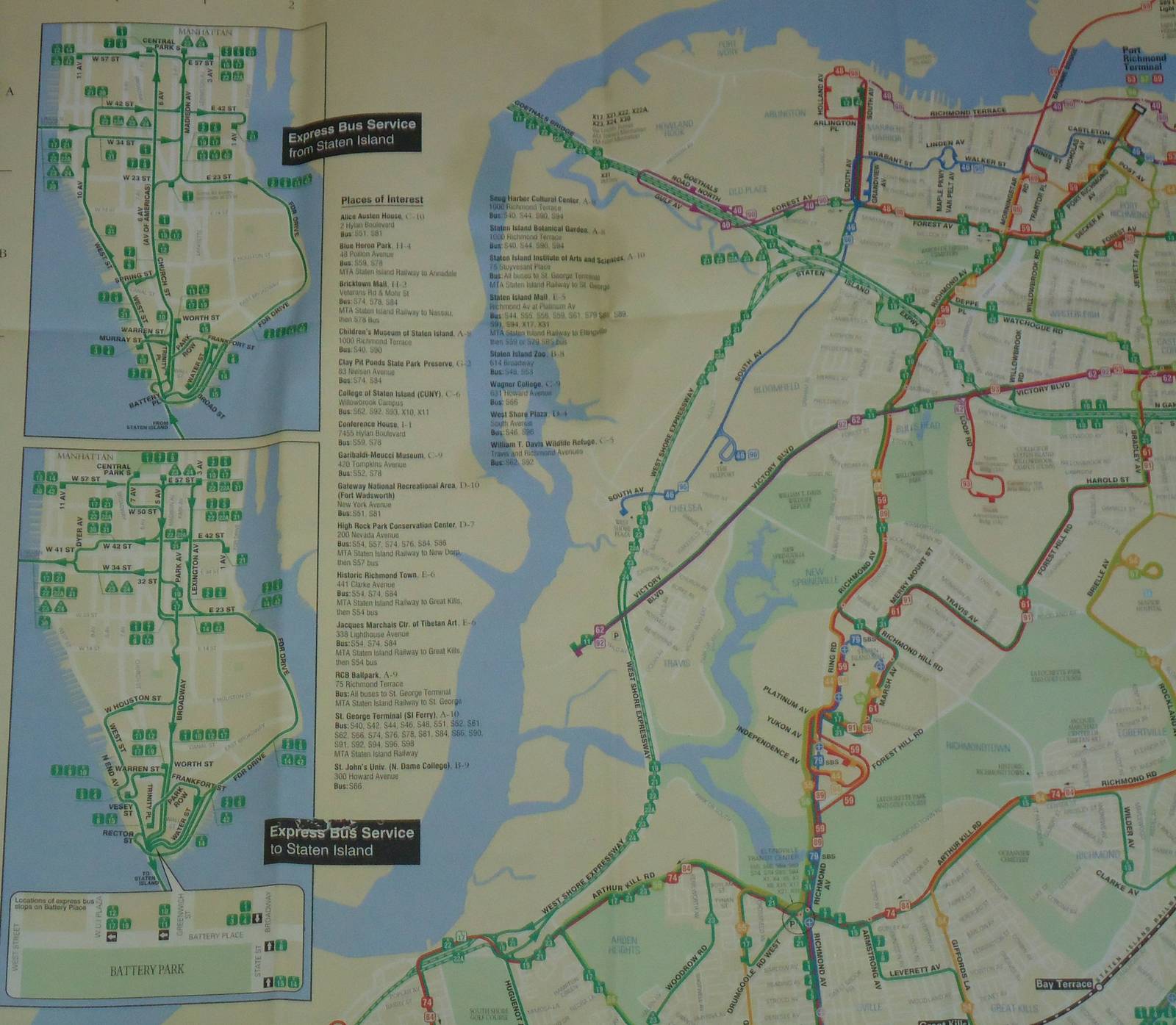 BRAND NEW STATEN ISLAND BUS FERRY RAILWAY MAP BROCHURE NEW YORK GREAT ...