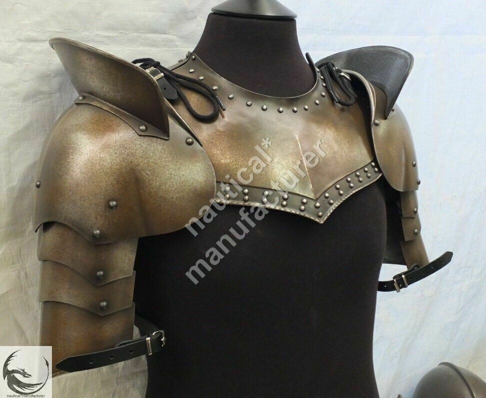 Medieval Pauldrons Shoulder & Armor Gorget LARP Cosplay Knight armor ...