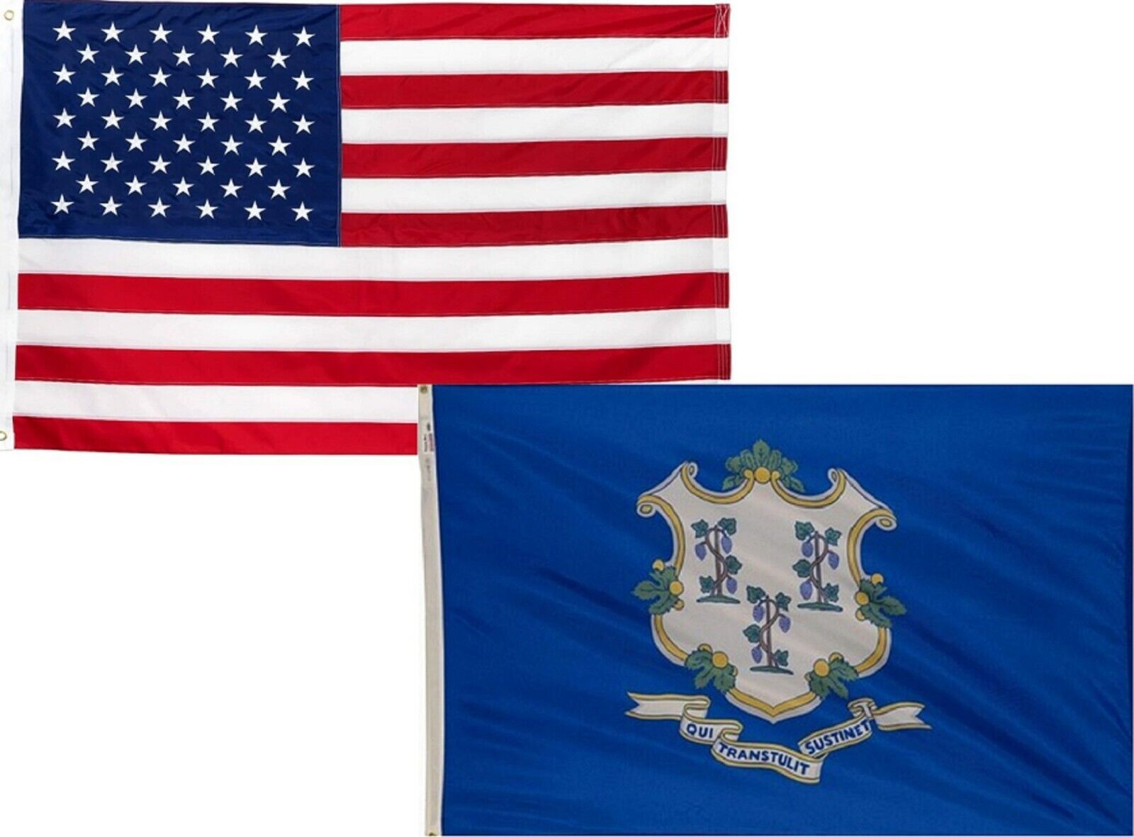 3'x5' Polyester USA & Connecticut Flag Set; One Flag for Each Country ...