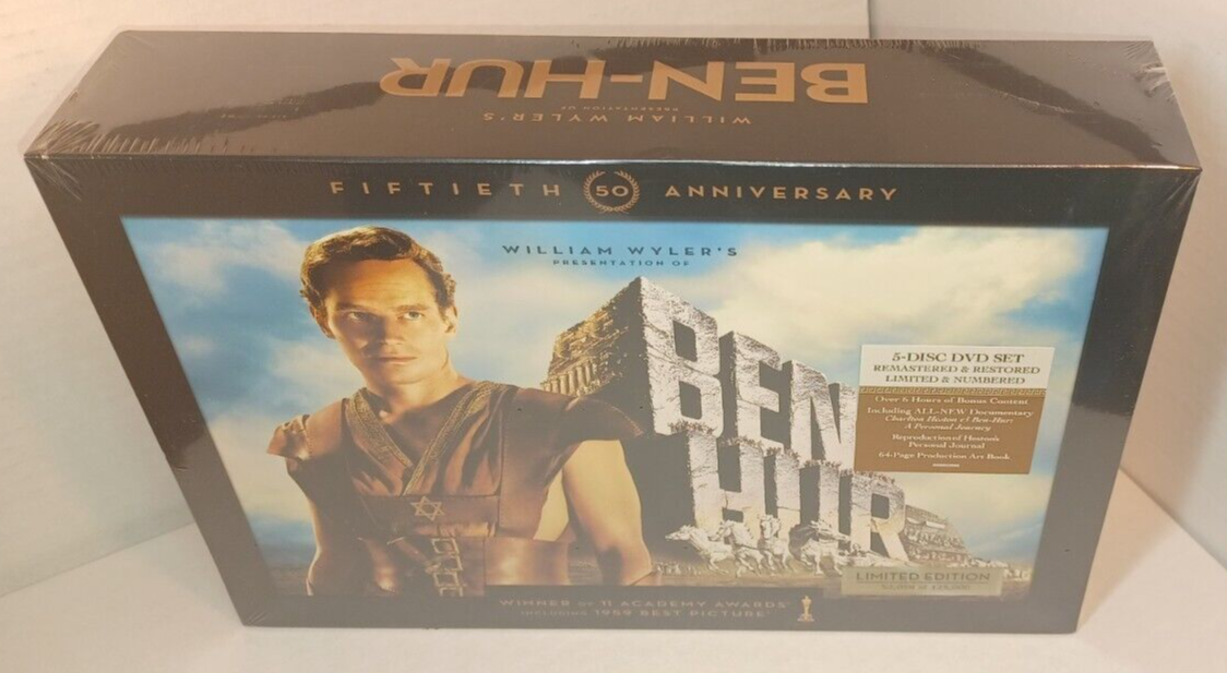 Ben-Hur Limited Edition 50th Anniversary 5 Disc DVD Set + Books-NEW-Box ...