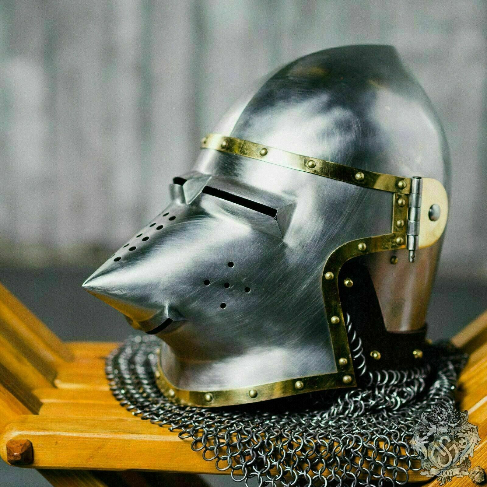 Medieval steel Custom SCA 14 Gauge Combat bascinet Hounskull Helmet ...