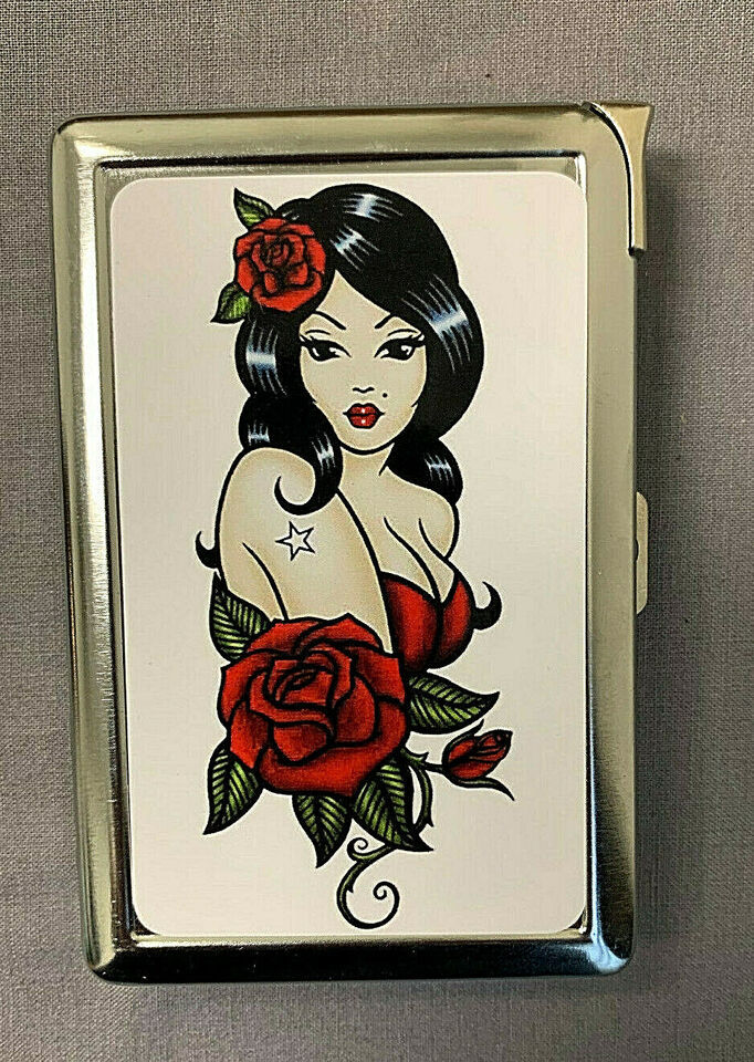 Old School Classic Pin Up D2 100's Size Cigarette Case with Built in ...