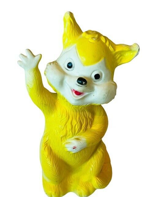 Yellow Squirrel Chipmunk squeak squeaky anthropomorphic vtg antique toy ...