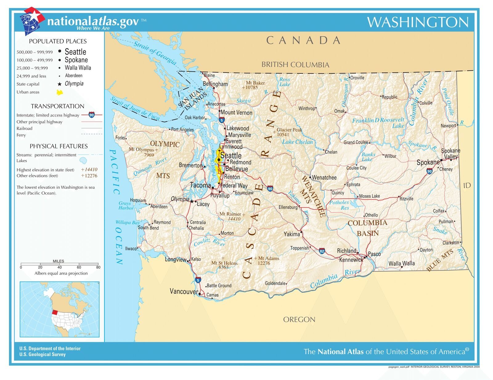 Washington State Reference Laminated Wall Map - Maps & Atlases
