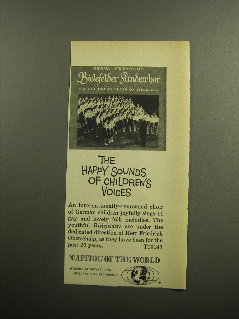 1958 Capitol Records Ad - Germany's Famous Bielefelder Kinderchor - 1980-89