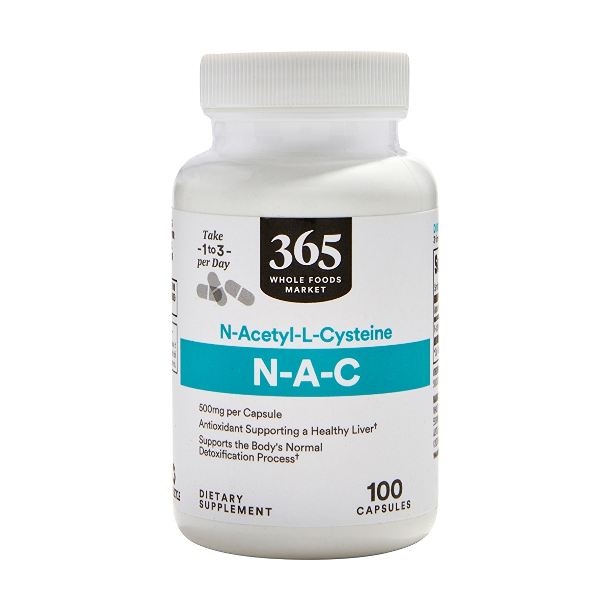365 Whole Foods (N-A-C) N-Acetyl-L-Cysteine 500mg 100 Capsules - Dietary Supplements