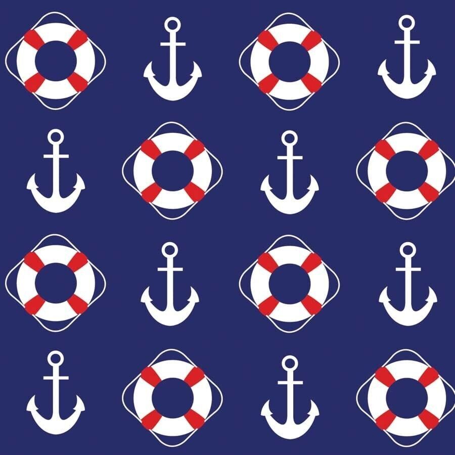 Carolina Creative Bandanna (Life Saver & Anchors) 22" x 22" Nautical ...