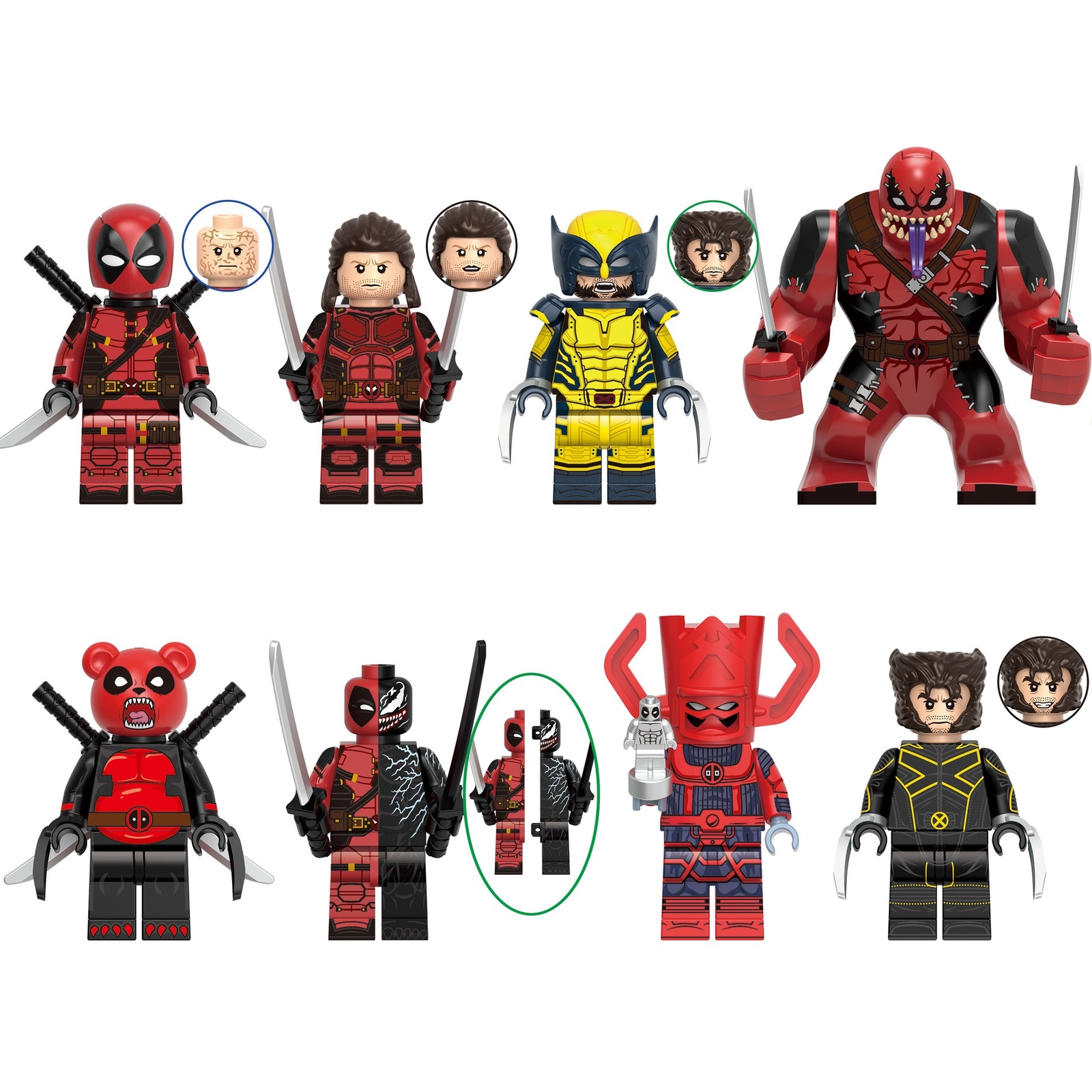 8pcs Deadpool & Wolverine Logan Venompool Pandapool Galactipool ...