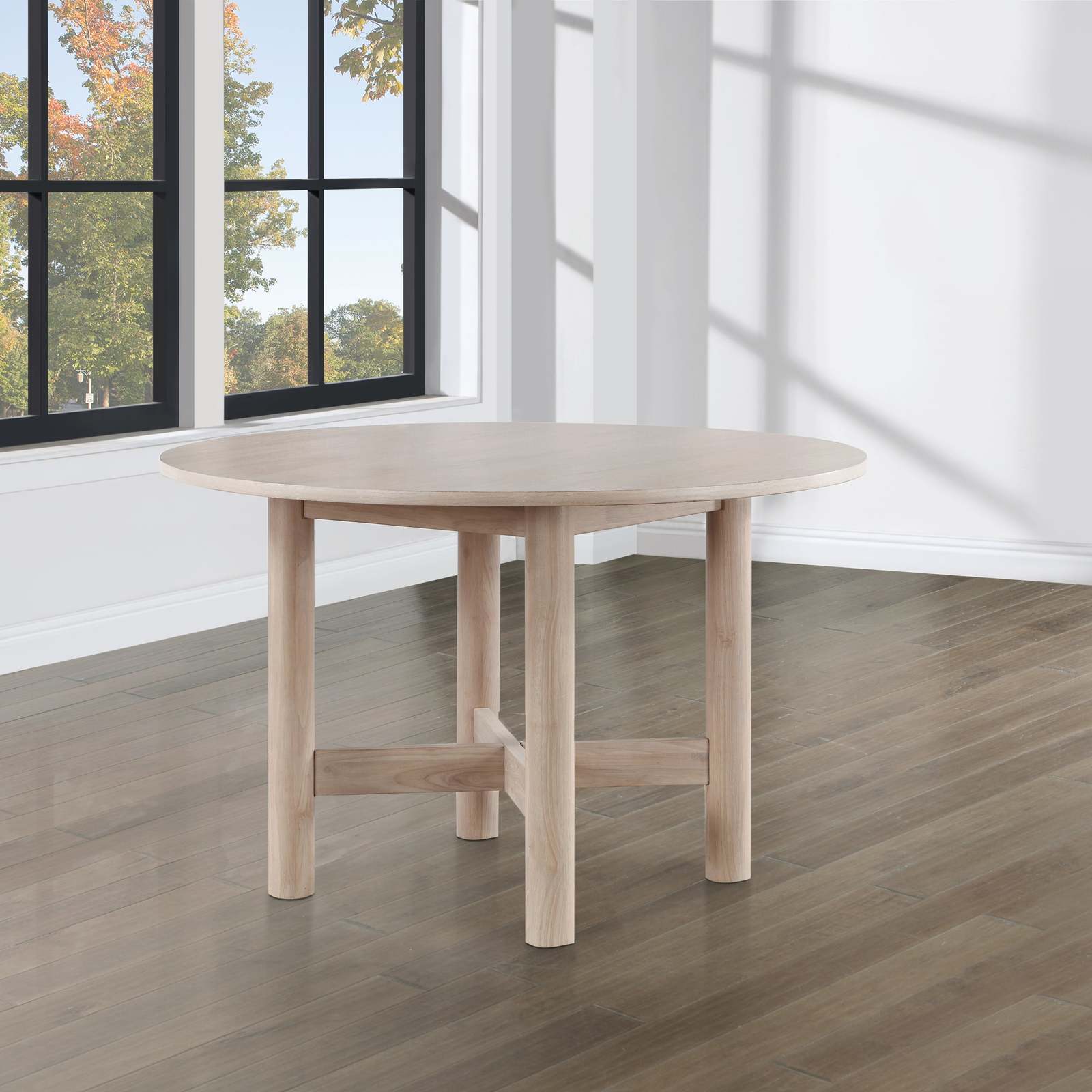 Gabby Round Dining Table: Light Brown Wood - Tables