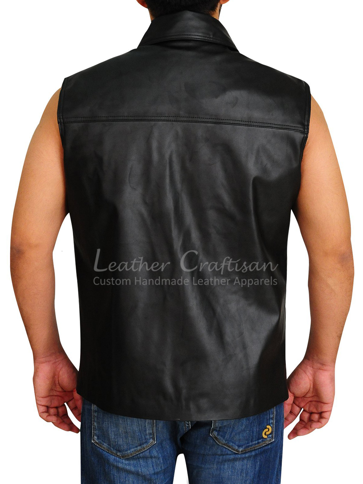 Undertaker Motorcycle Leather Vest Premium Black Leather Shirt Size XS ...