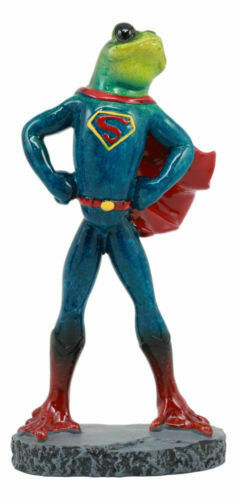 Ebros Superhero Frog Superman Statue 8"Tall Animated Frog Decor - Figurines