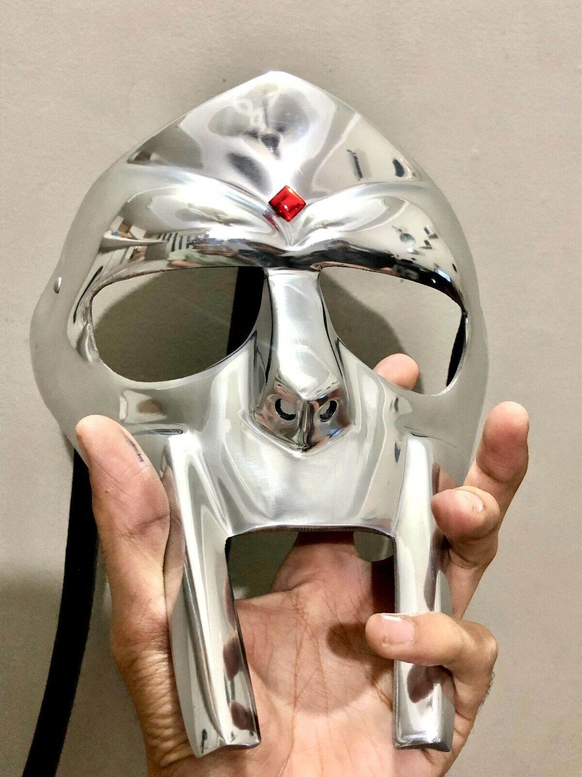 MF Doom Mask Gladiator Mad-Villain 18G Steel Silver Face Armor Medieval ...