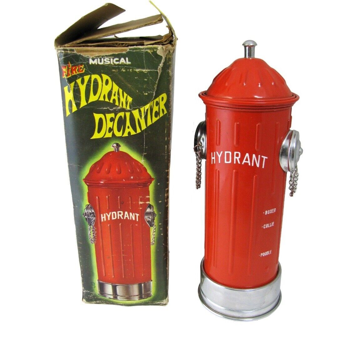 Vintage Musical Fire Hydrant Liquor Decanter Metal Display Bottle Music ...