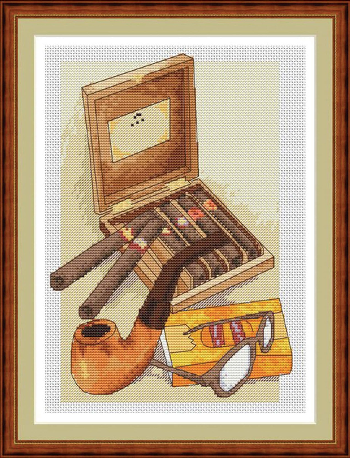 Cigar box cross stitch pipe pattern pdf - Tobacco box cross stitch ...