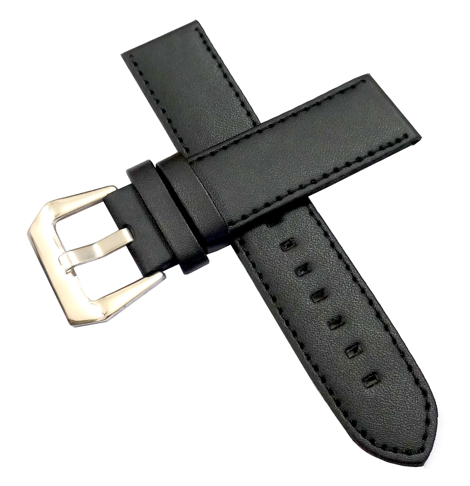 22mm Genuine Leather Watch Band Strap Fit Planet Ocean SEAMASTER Black ...