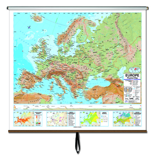 Europe Advanced Physical Classroom Wall Map on Roller - Maps & Atlases