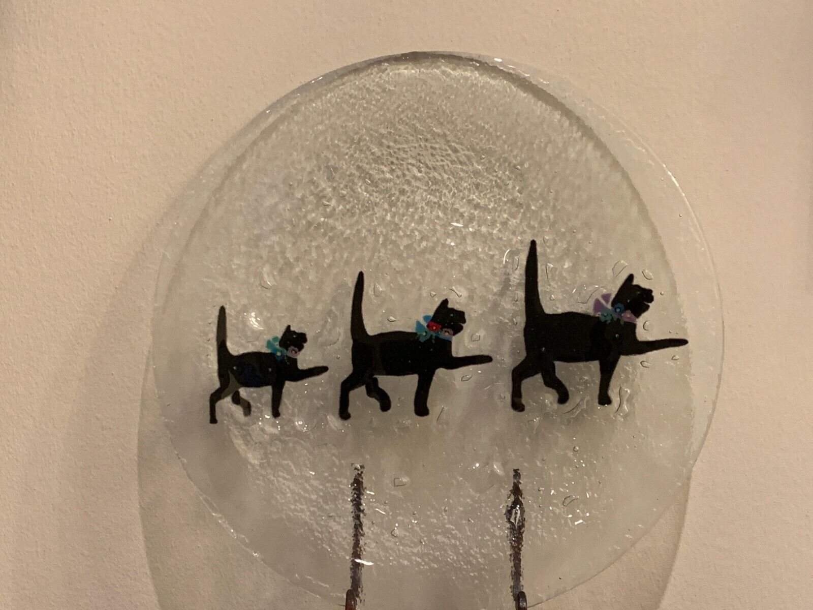 Fused Studio Art Glass Cats Plate Signed by Artist Provost - Plates