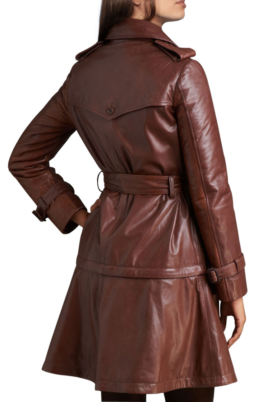 Womens long leather coat, Women trench leather coat, mens leather ...