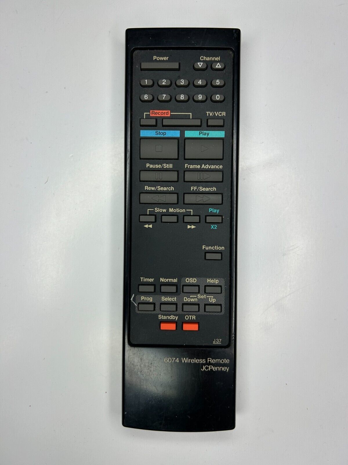 JCPenny 6074 / J37 TV VCR Remote Control, Black - OEM for JCPenny VCR ...