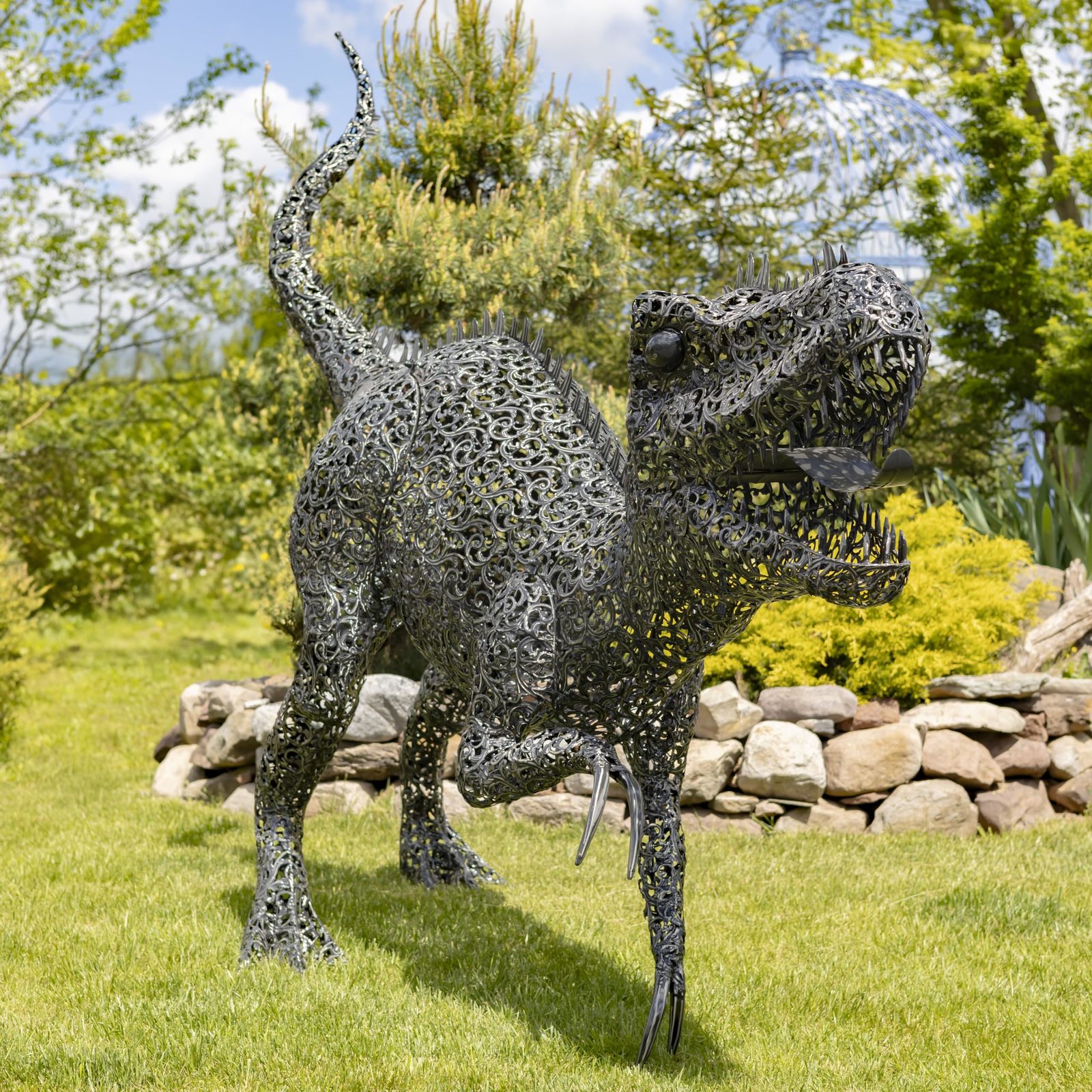 Zaer Ltd. 7.33ft. Tall Giant Metal Tyrannosaurus Rex Garden Statue ...