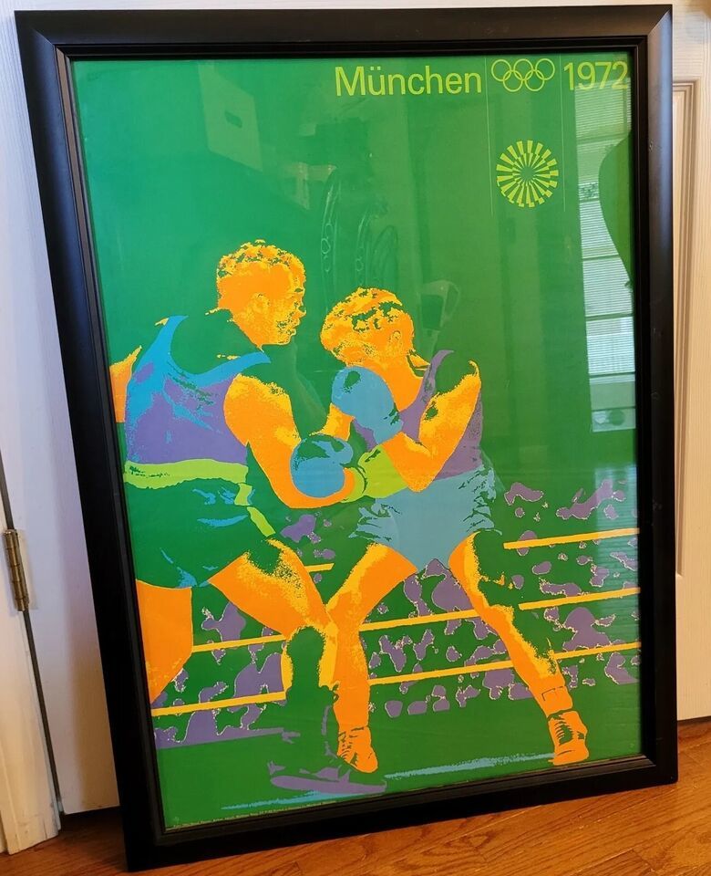 MUNICH 1972 OLYMPICS BOXING 36" x 26" Poster OTL AICHER Art RARE ...