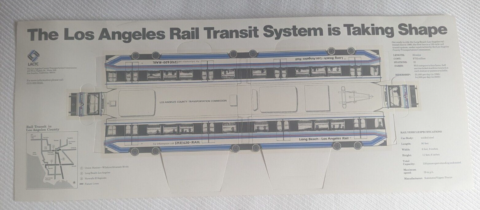 Blue Line Light Rail Car Paper Model Long Beach - Los Angeles Rail ...