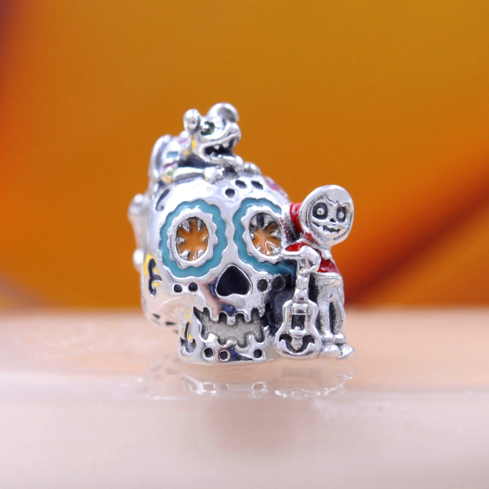 Sterling silver Disney Pixar Coco Miguel & Dante Skull Glow-in-the-dark ...