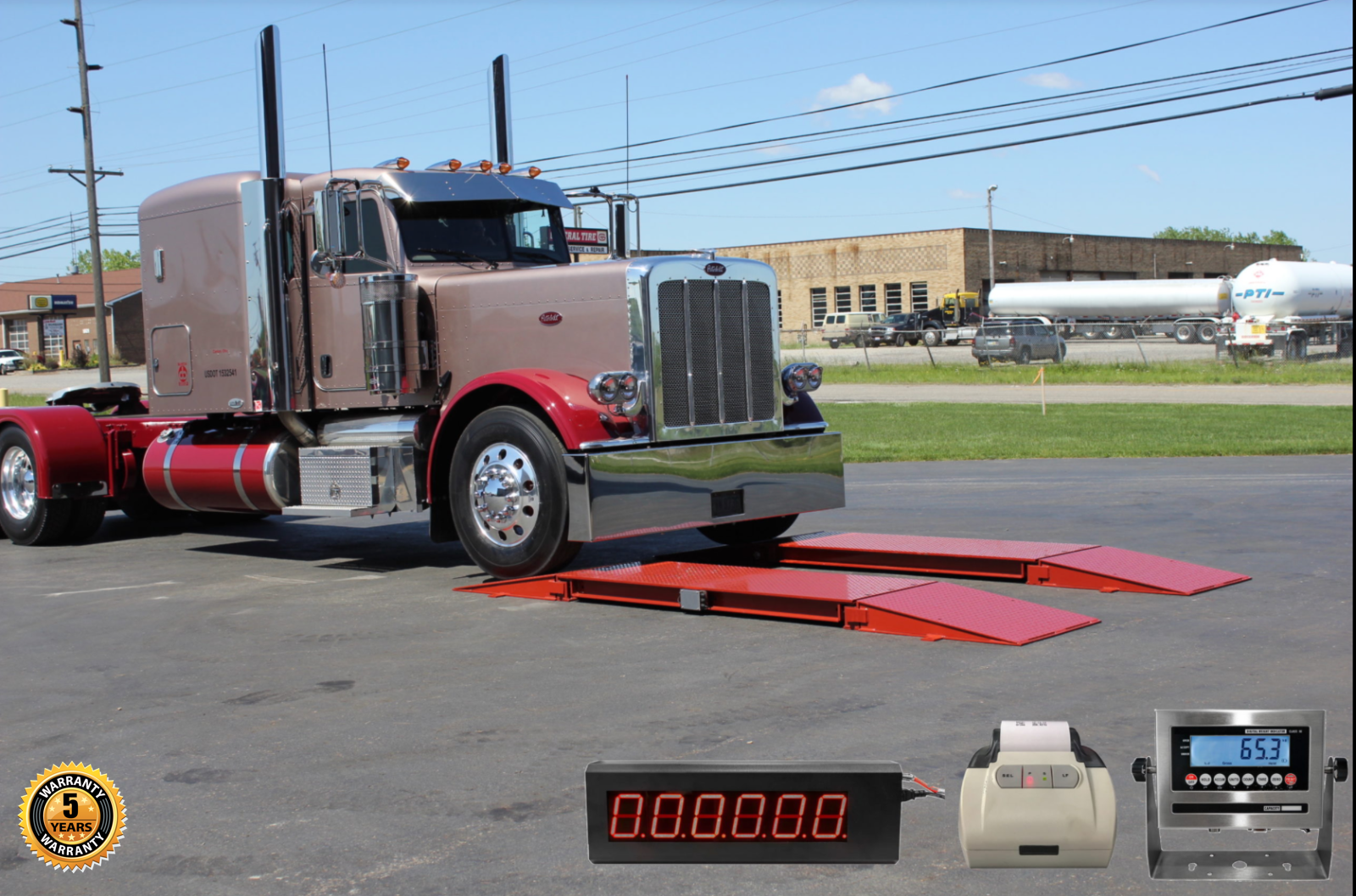 PS-923 Axle Scale 12' x 30" with Printer & Scoreboard 60,000 lb x 10 lb ...