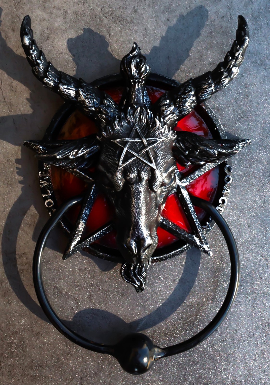 Sabbatic Goat Of Mendes Lucifer Baphomet With Blood Pentagram Head Door ...