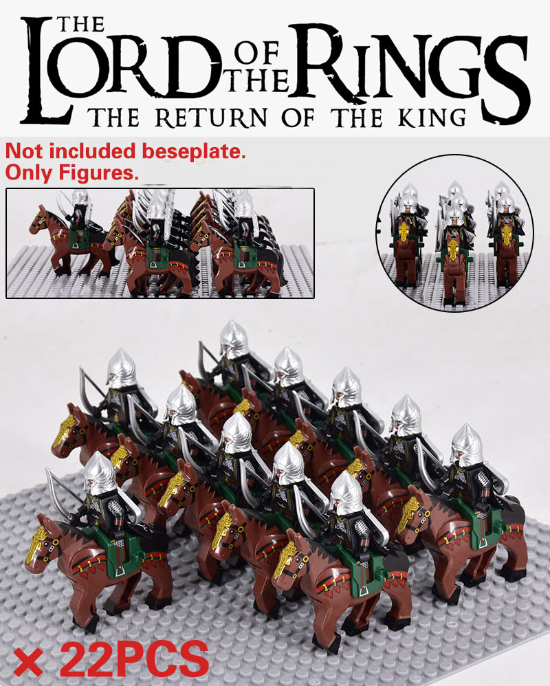 LOTR Mounted Gondor Light Archers Infantry Army 22 Minifigures Set - Building Toys & Blocks