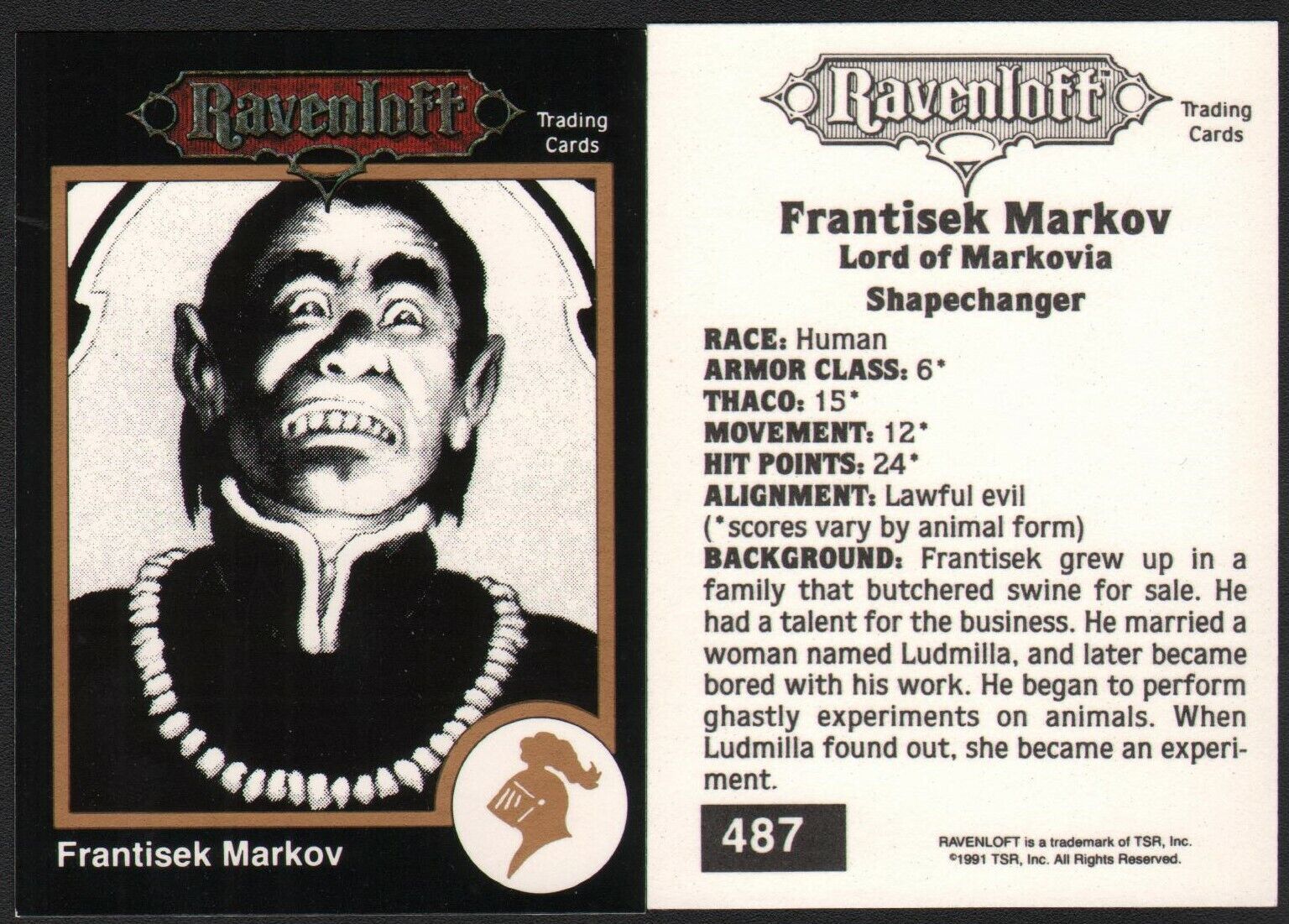 1991 TSR AD&D Gold Border Fantasy Art RPG Card #487 Ravenloft Evil ...