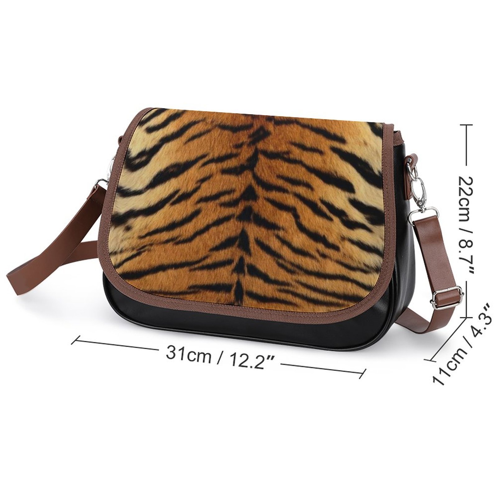Mondxflaur Animal Print Tiger Messenger Bag for Women PU Leather ...