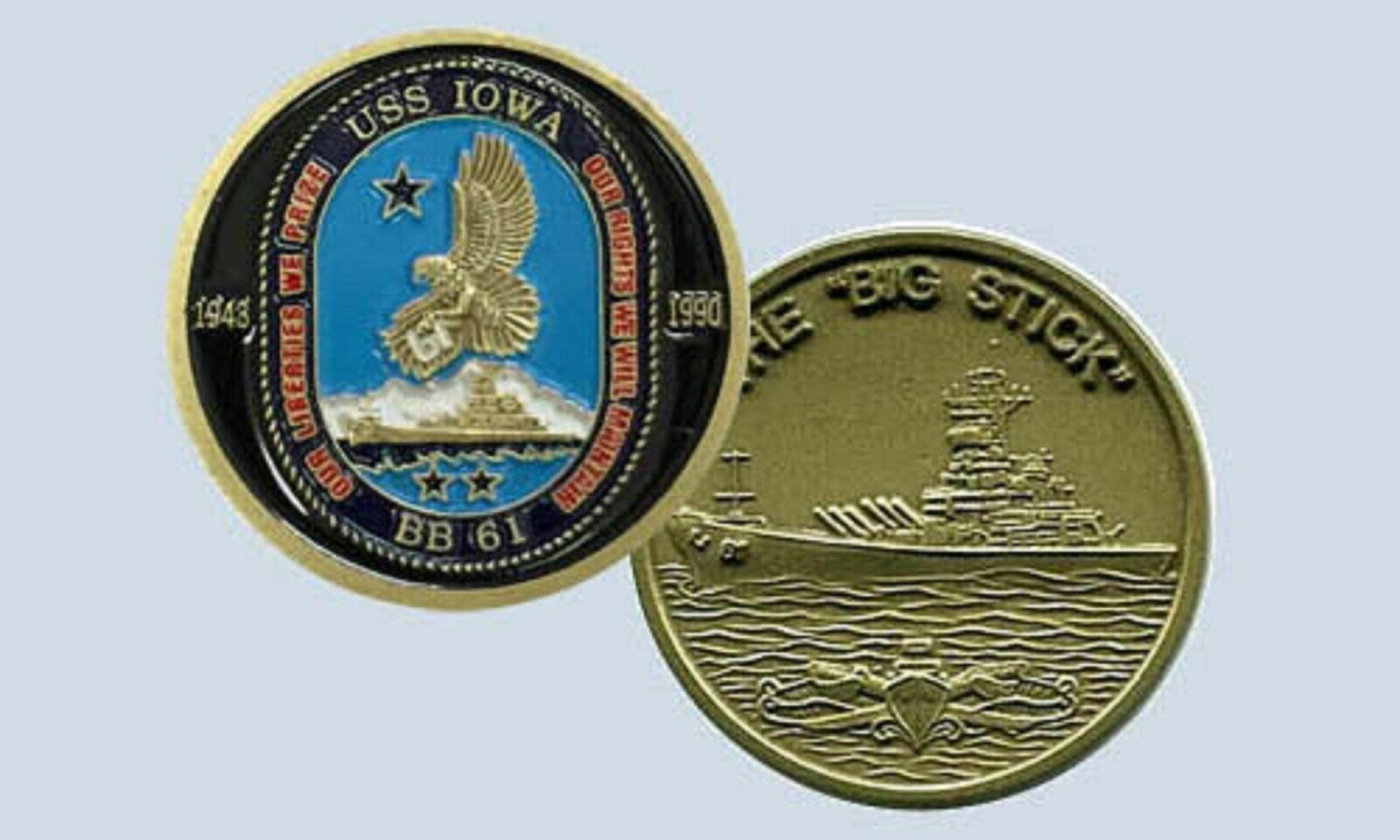 NAVY BATTLESHIP USS IOWA BB-61 THE BIG STICK CHALLENGE COIN - Current ...