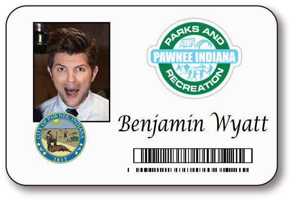 BENJAMIN WYATT PARKS & RECREATION NAME BADGE HALLOWEEN PROP MAGNET BACK ...