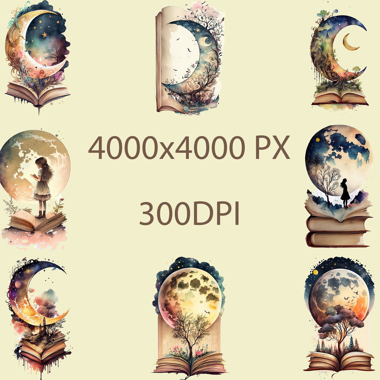 Book Moon Fantasy PNG Elements Clipart, Books PNG Clipart ...