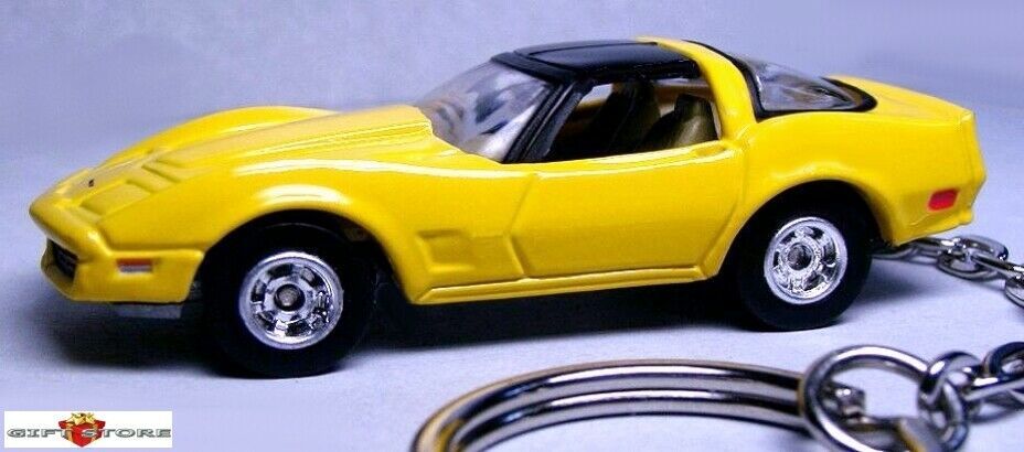 HTF KEY CHAIN BLACK YELLOW CHEVY CORVETTE C3 L 81 L 82 T TOP NEW ...