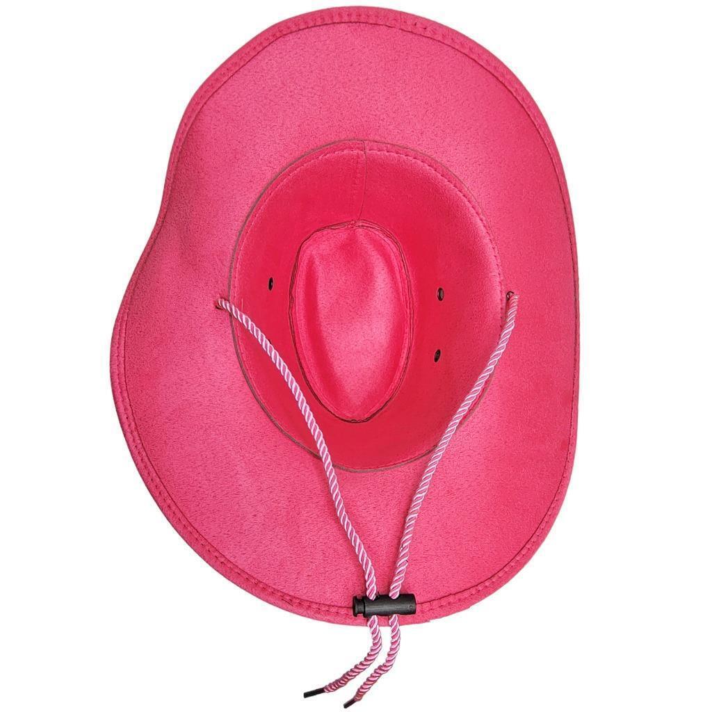 Pink Cowboy Hat Cowgirl Chin Strap Rope Western Costume Faux Suede ...