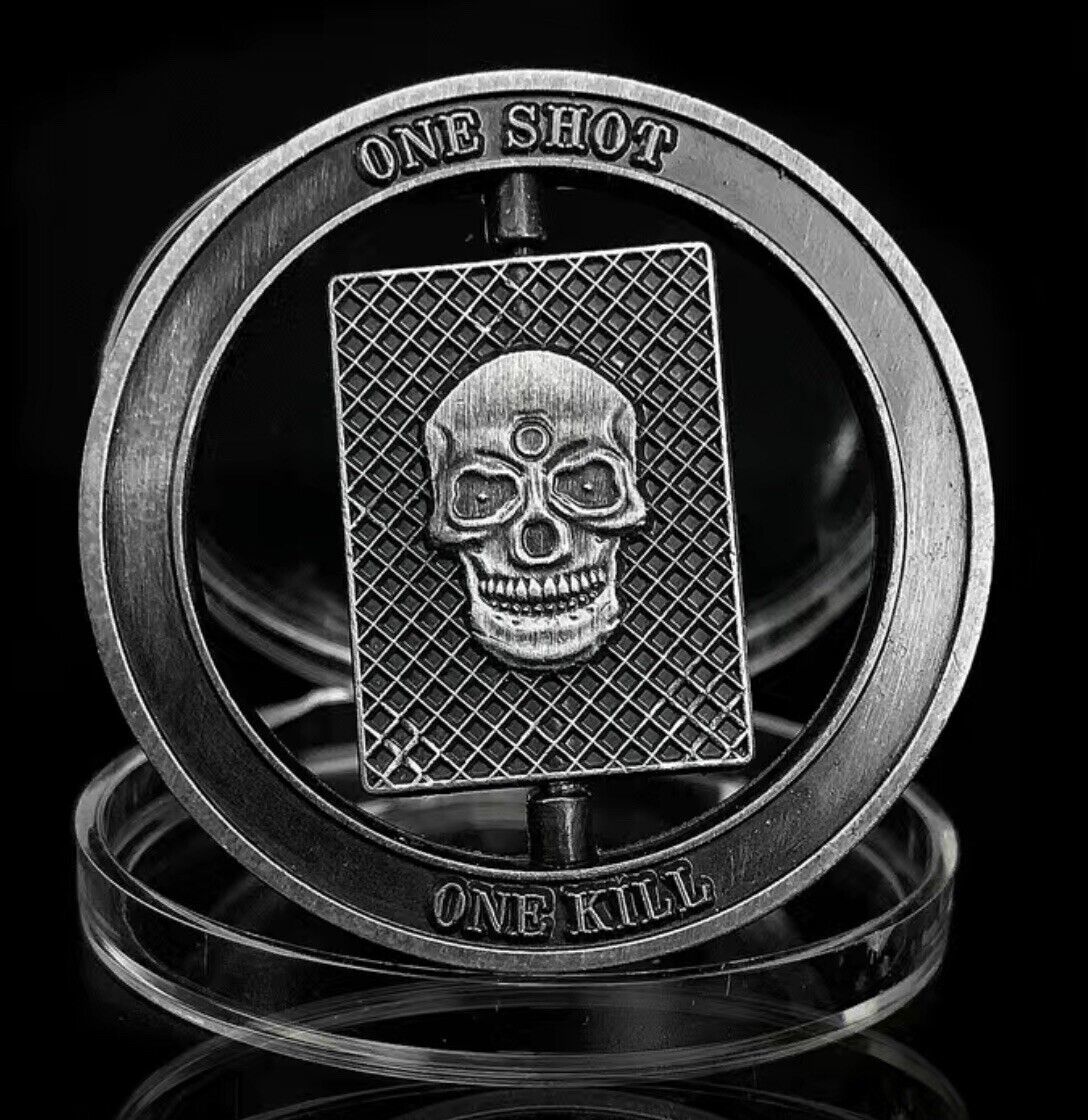 Sniper One Shot One Kill Skull Spinner Military Challenge Coin W ...