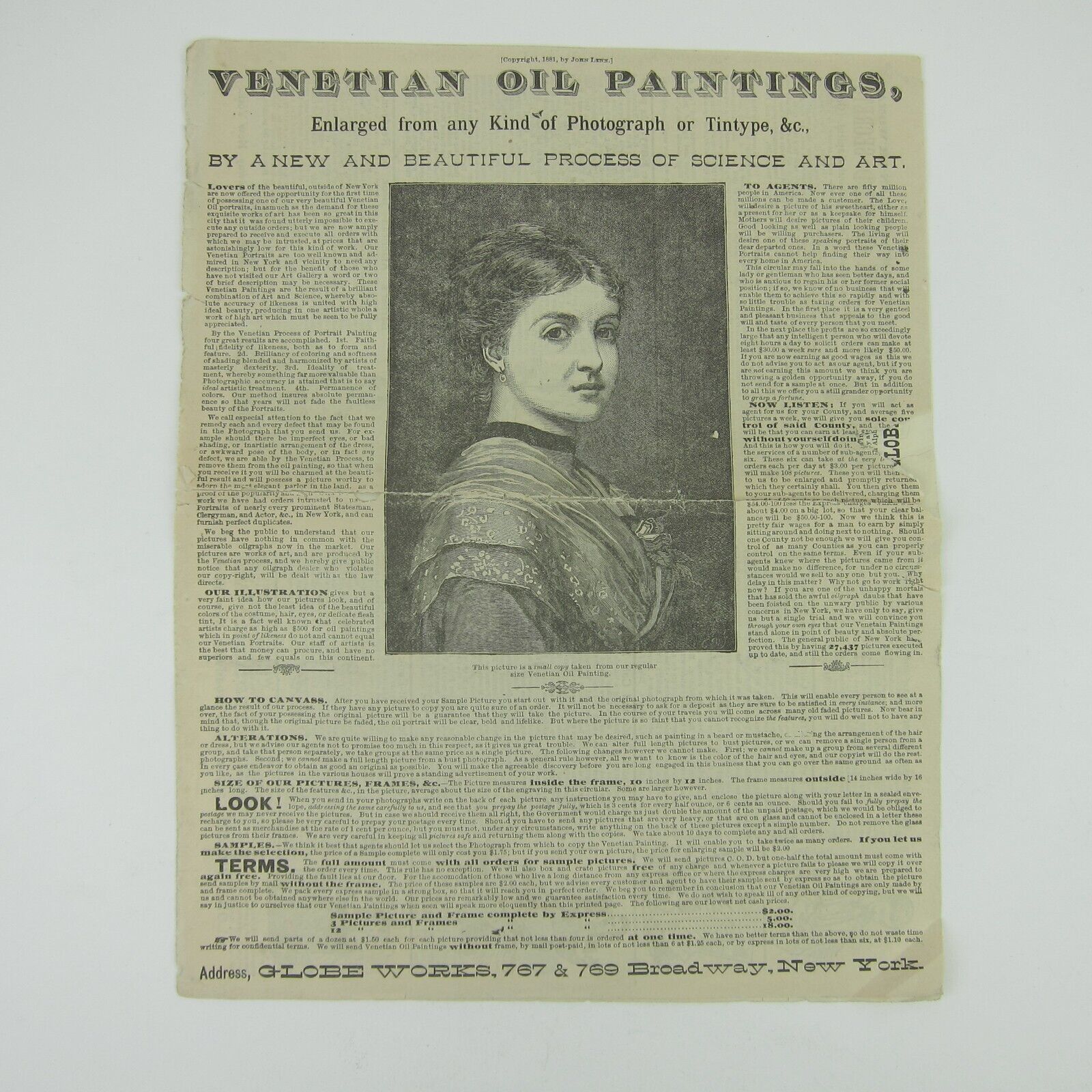Globe Works New York Advertising Catalog Venetian Oil Painting Antique ...