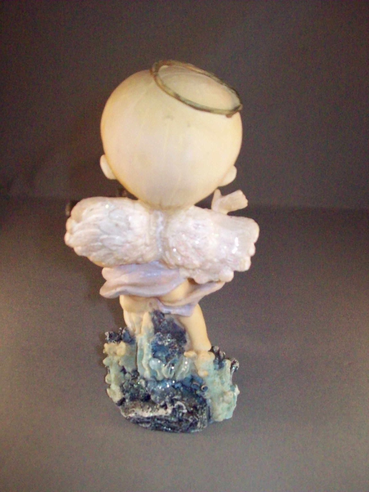Ceramic Figurine Angel Baby Boy with Harp on Rough Waves - Sculptures ...